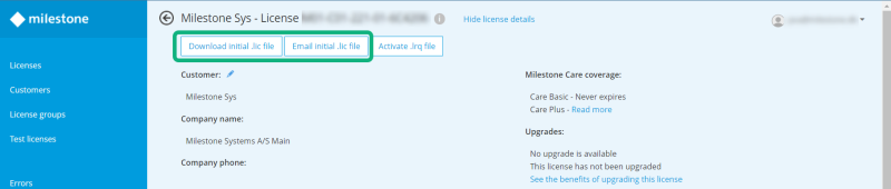 Get a software license (.lic) file