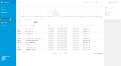 Send VMS error reports to Milestone Customer Dashboard