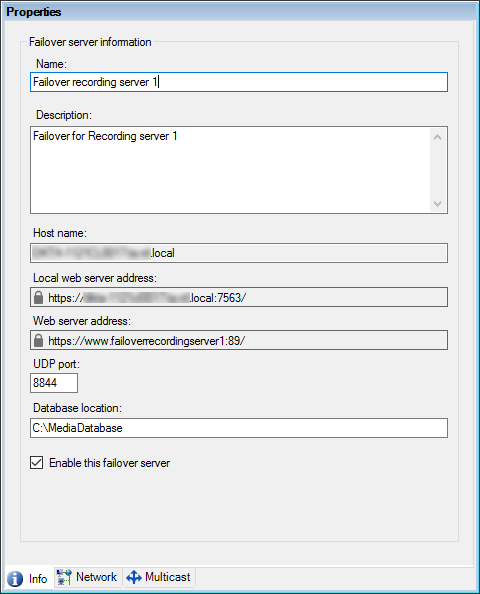 View encryption status on a failover recording server