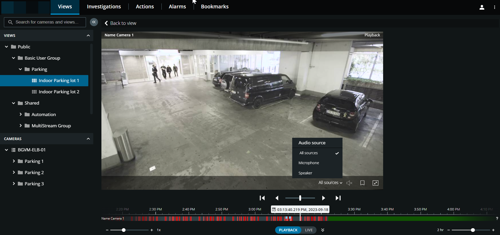 Play back recordings from one camera