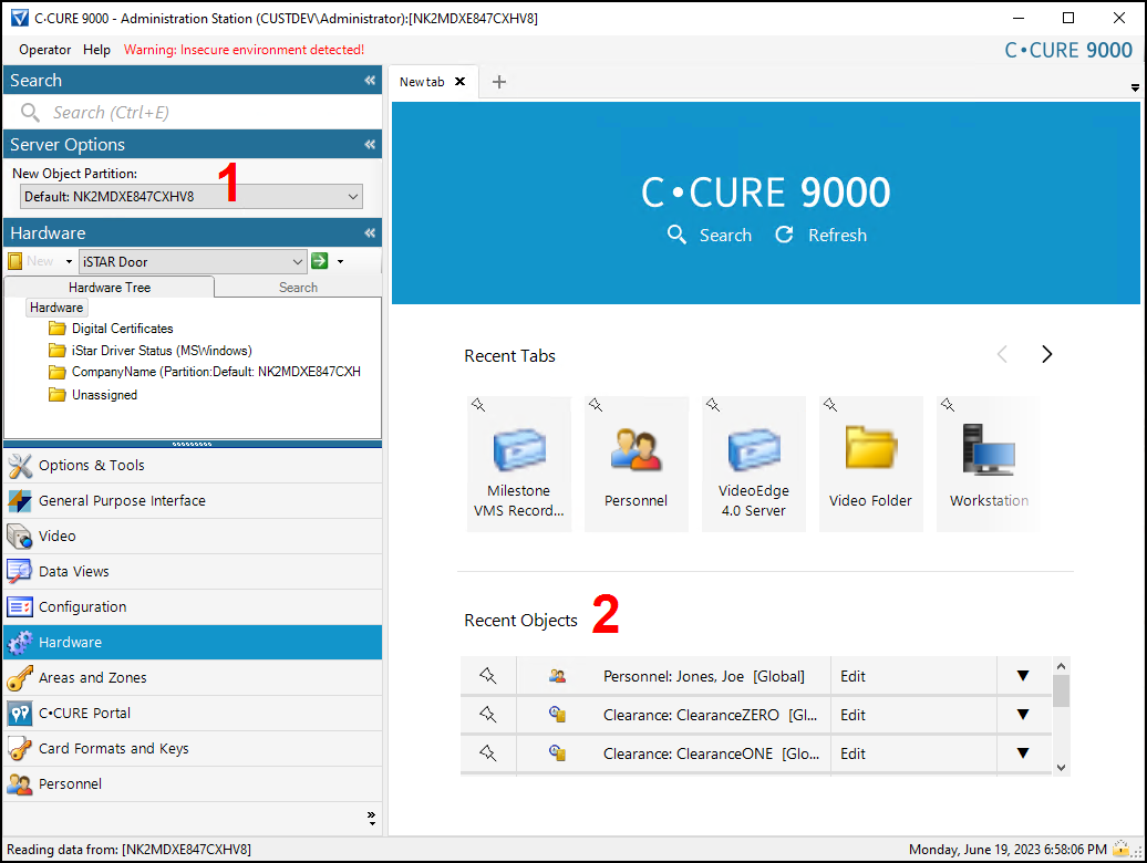 CCure 9000 partitions (explained)