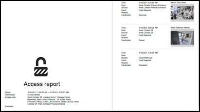 Access control workspace events list