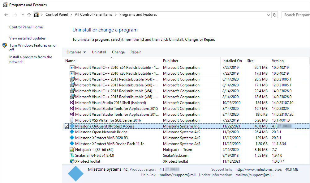 Integration version downgrades